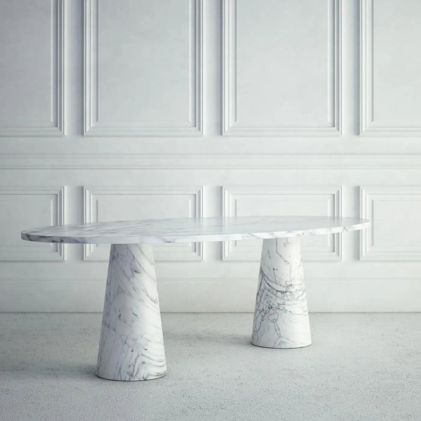 Amandine Modern Dining Table with an Oval Top and Conical Bases – dill ...