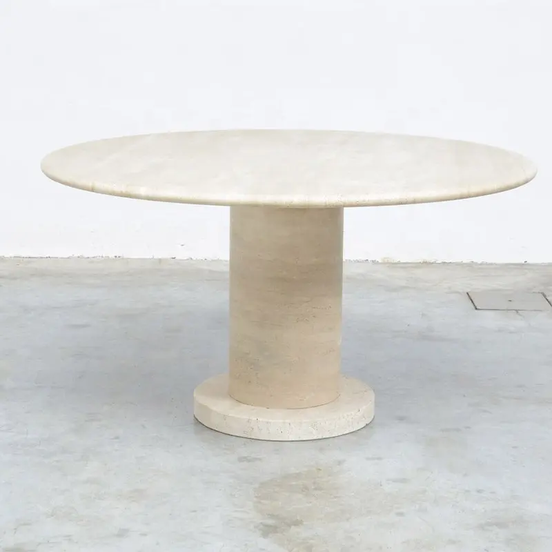 Roman Base Round Travertine Dining Table – dill and johan