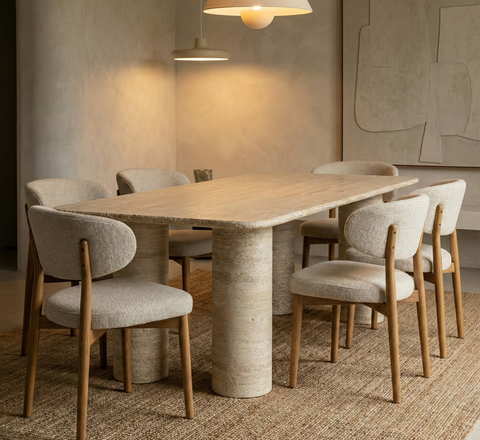 Monaco Travertine Dining Table Turkish Beige - Dill & Johan – dill and ...