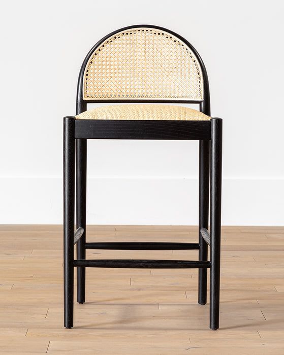 Cordelia semi circle rattan stool - Black – dill and johan