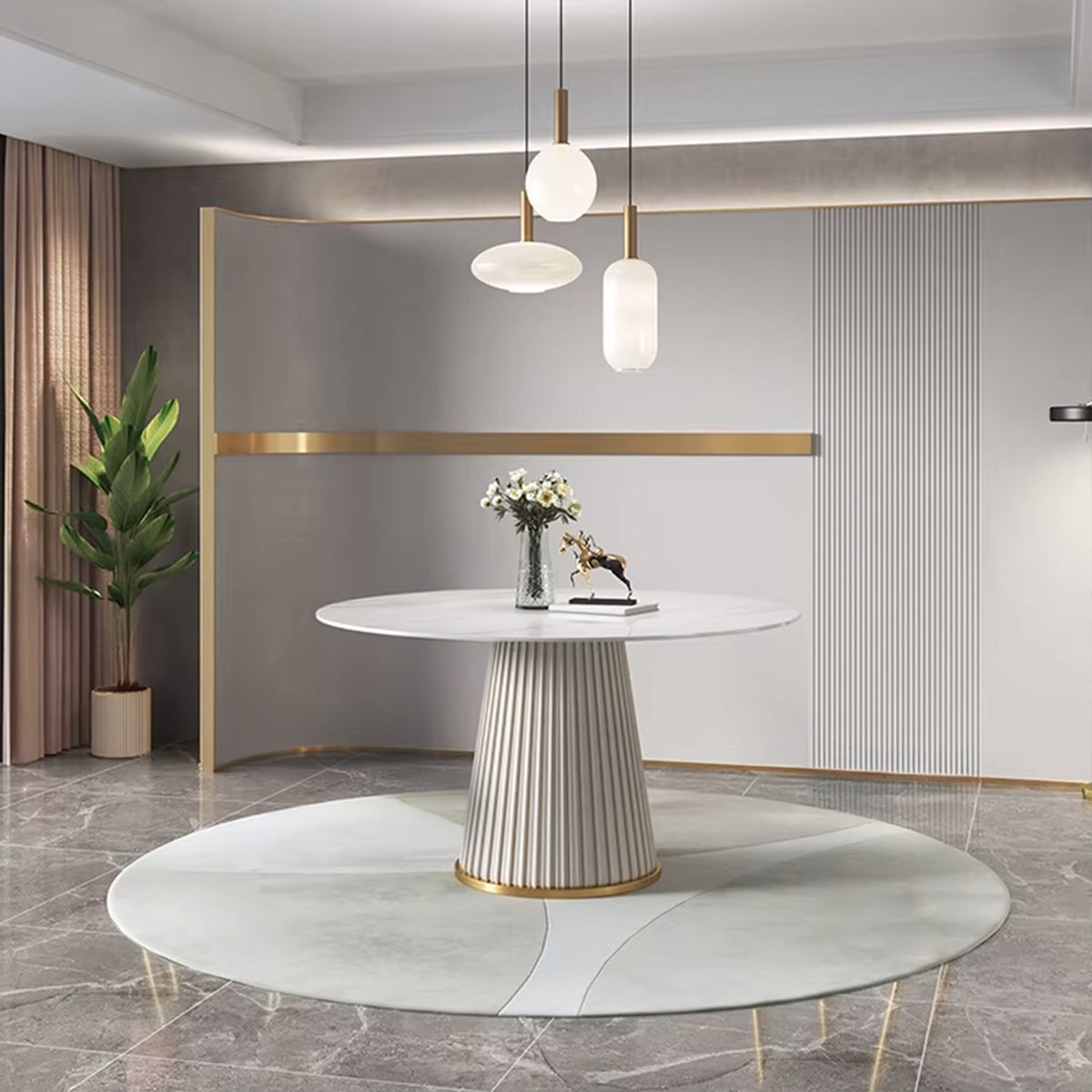 Luxe White Sintered Stone Round Dining Table – dill and johan