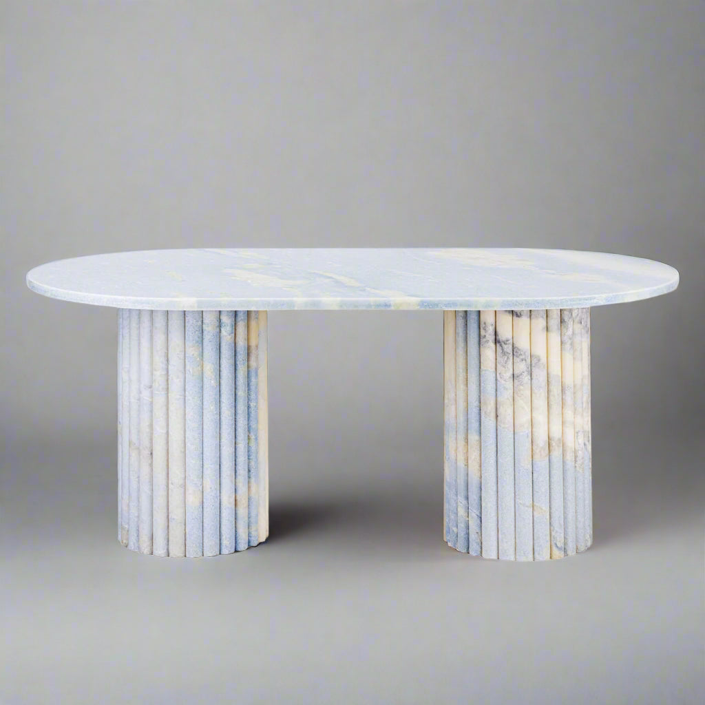 Sky Blue Calcite marble dining table – dill and johan